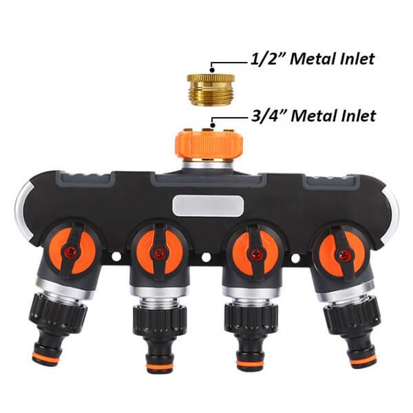 Multi Purpose 4 Way Brass Water Faucet Hose Splitter - EVERPEAKTOOLS
