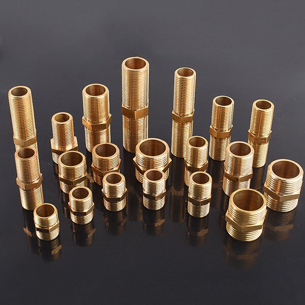 Double Male Thread Brass Pipe Fitting Plug Connector - EVERPEAKTOOLS