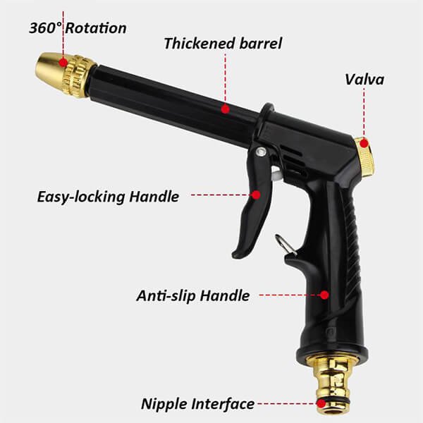 High Pressure Plastic Handheld Long Rod Adjustable Water Hose Nozzle ...