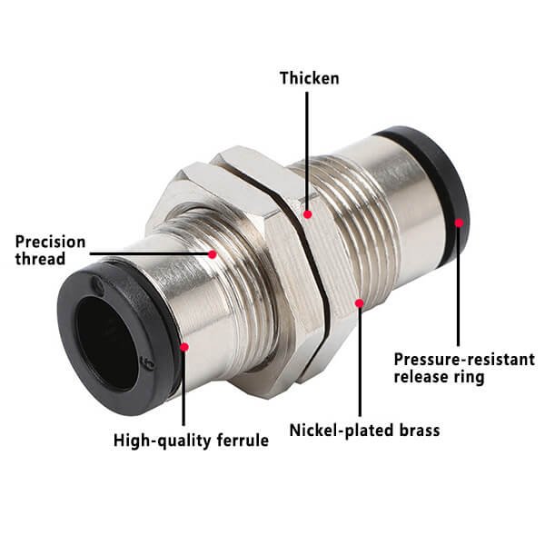 PM Pneumatic Bulkhead Connector Push to Connect Tube Fitting ...
